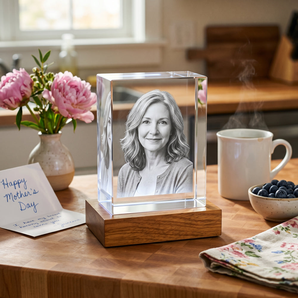 3D Crystal Realtor Photo Engraving on Crystal - Rectangle Shape
